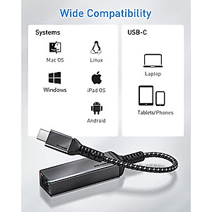 Maxonar USB C to Ethernet Adapter, USB C to RJ45 Thunderbolt 3/4 Type C to Ethernet LAN Network Adapter Compatible with iPad Air, iPad Pro, iMac, MacBook Air Pro (M1/M2), Dell XPS and More