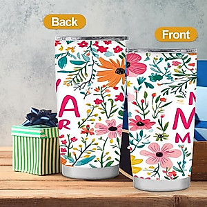 FOCIUZTA 20oz Colorful Floral Tumbler with lid, Travel Coffee Cup, Ideal for Easter, Mother Day, and birthday gifts