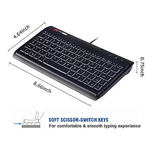 Super Mini Wired Keyboard, MCSaite Full Size 78 Keys Keypad Small Portable Fit with Professional or Industrial Use for Computer Laptop Mac Notebook