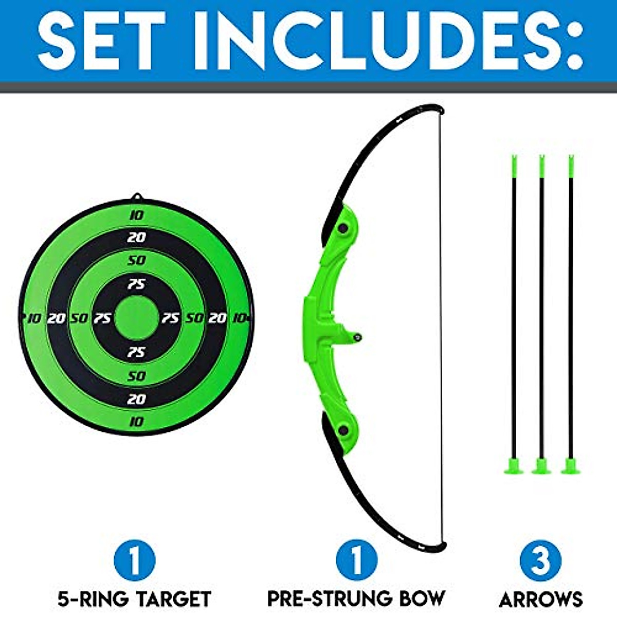 Franklin Sports Kids Archery Target Set - Indoor Bow and Arrow Set - Plastic Bow and Toy Arrows for Kids - Complete Youth Archery Set with Target Included