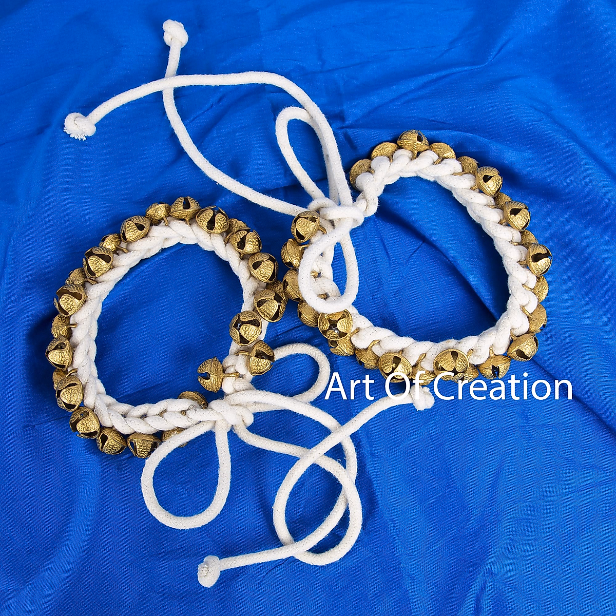Art Of Creation Ghungroo For Kathak Dancing Bells 25 + 25 Tied In Cotton Cord Anklte Pair Classical Bharatnatayam Indian Traditional Ghungru 50 Big Bells From India
