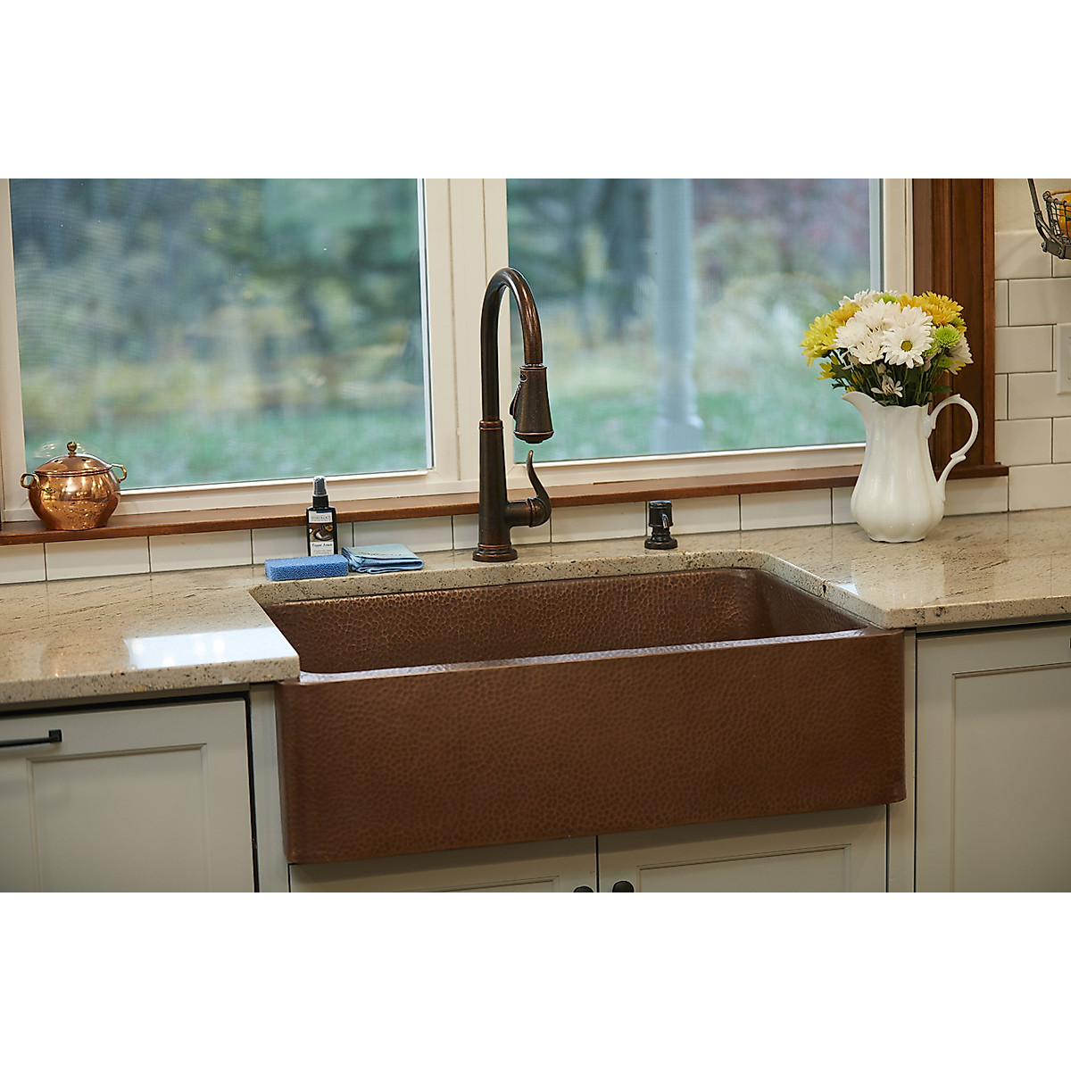 Adams Copper 33" Single Bowl Farmhouse Apron Kitchen Sink