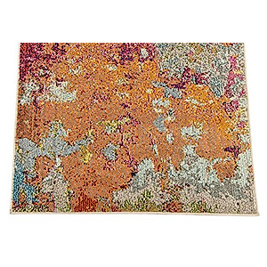Unique Loom Chromatic Collection Modern Over-Dyed & Vibrant Abstract Area Rug for Any Home Décor, 2 ft 7 in x 10 ft, Multi/Beige