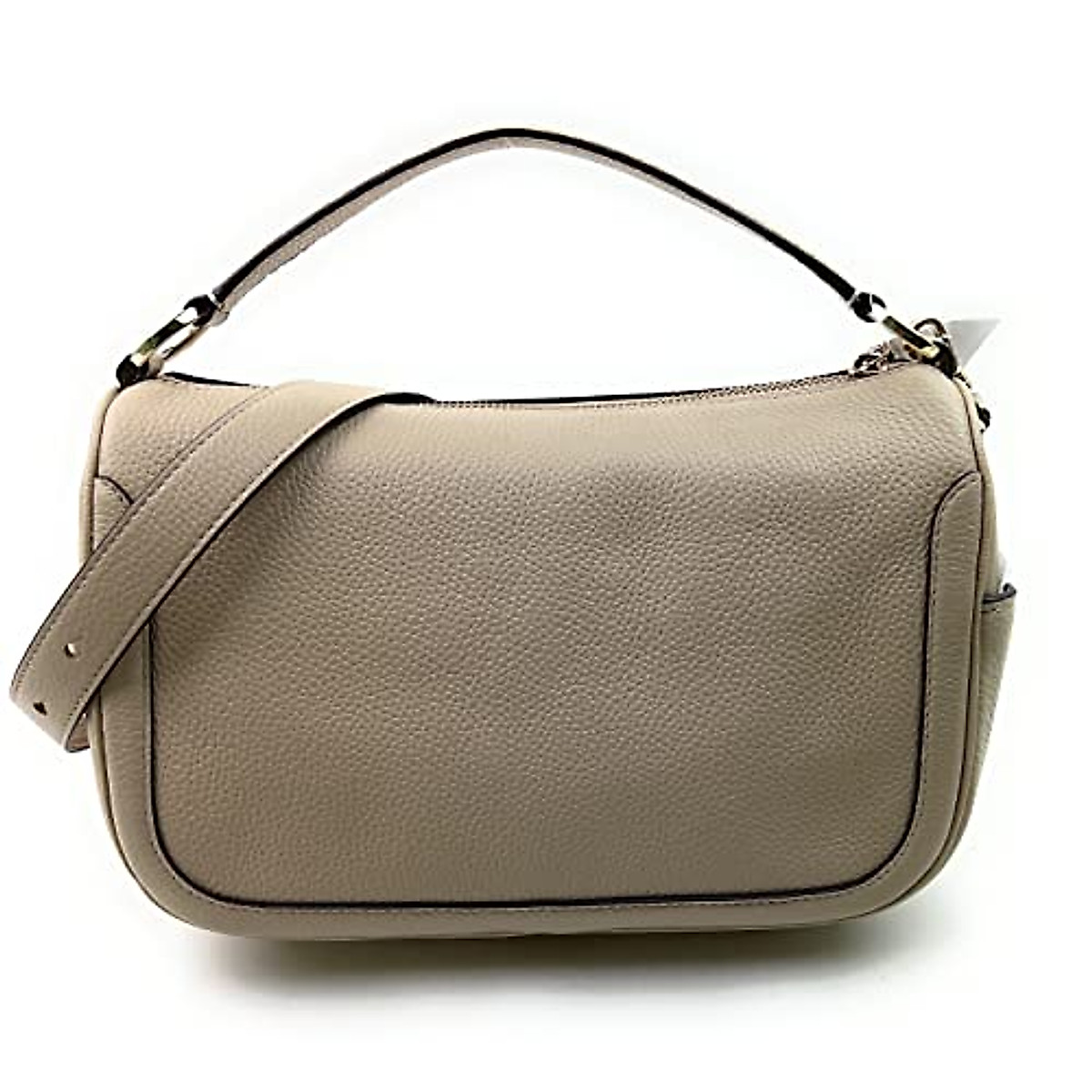 Kate Spade Smoosh Top Zip Satchel Crossbody Pebbled Leather (Light Sand)