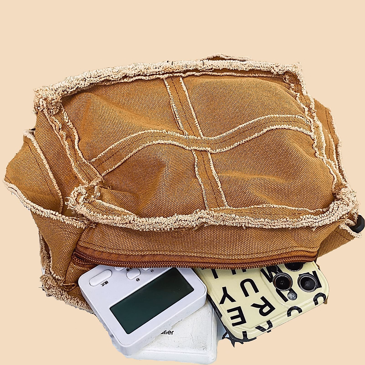 Micmores Hobo Bags for Women Small Crossbody Purse Y2K Canvas Tote Bag Stylish Handbag Fashion shoulder Bag (Brown)