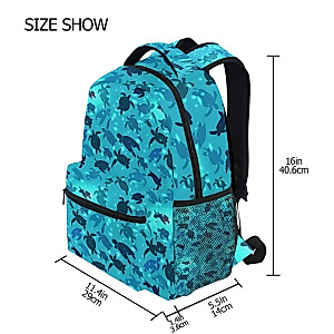 Qilmy Sea Turtle Laptop Backpack Waterproof College Students Bookbags Middle School Bookbag Computer Daypack for Teen Boys Girls