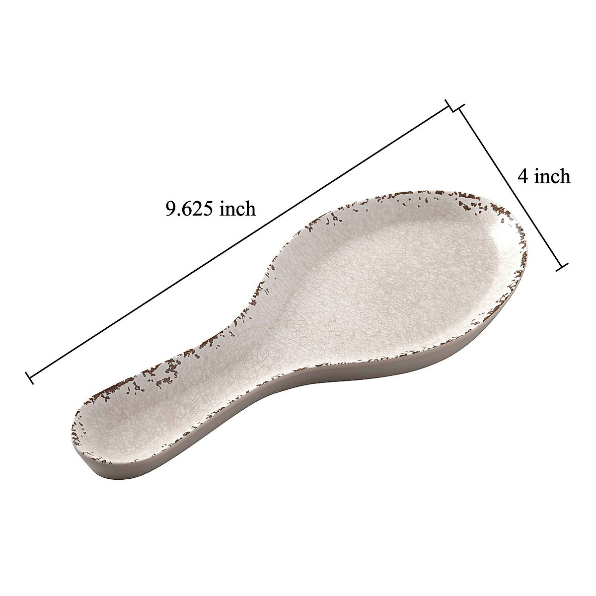 UPware Melamine Spoon Rest Spoon Holder Kitchen Utensil Holders 9.625 Inch for Kitchen Counter Dining Table (Crackle Cream)