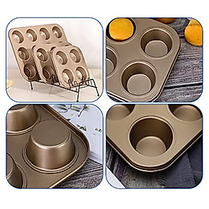 AGSYFFD 2 Piece Muffin Pan, Cupcake Pan Non-Stick Hamburger Baking Pan, Carbon Steel Cupcake Pan, Easy to Clean, Great for Cakes or Muffins