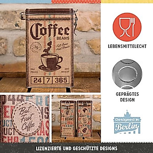 Nostalgic-Art Retro coffee tin box, 44 oz, Coffee Sack – Gift idea for coffee fans, metal clip top can, vintage design