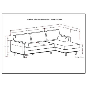 SIMPLIHOME Morrison Right Sectional Sofa in Full-Grain Genuine Leather, Sienna, 102-inches Wide, L-Shaped Leather Couch with Right Chaise for the Living Room and Family Room