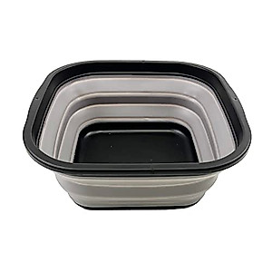 SAMMART 5.5L (1.4 Gallons) Collapsible Tub - Foldable Dish Tub - Portable Washing Basin - Space Saving Plastic Washtub (Black/Alloy Grey)