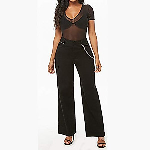 Allchic Womens Short Sleeve Sheer Mesh Tops Sexy See Through Tee Blouse Clubwears (V Neck Black II, Medium)