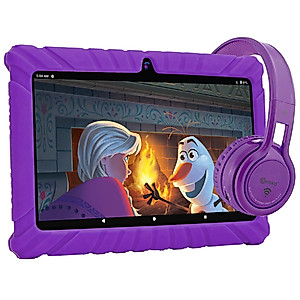 Contixo Kids Tablet Bundle V8, 7-inch HD, Ages 3-7 Toddler Learning Tablet with Camera, WiFi, Parental Control & Kid Safe Bluetooth On The Ear Headphones Bundle Purple, Perfect for Back to School