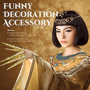 Leelosp 20 Packs halloween Finger Nail Claw Rings Ancient Queen Fingernail Claw Metal Finger Knuckle Claw for Halloween Women Cosplay Costume Drama Dance Show (Gold)