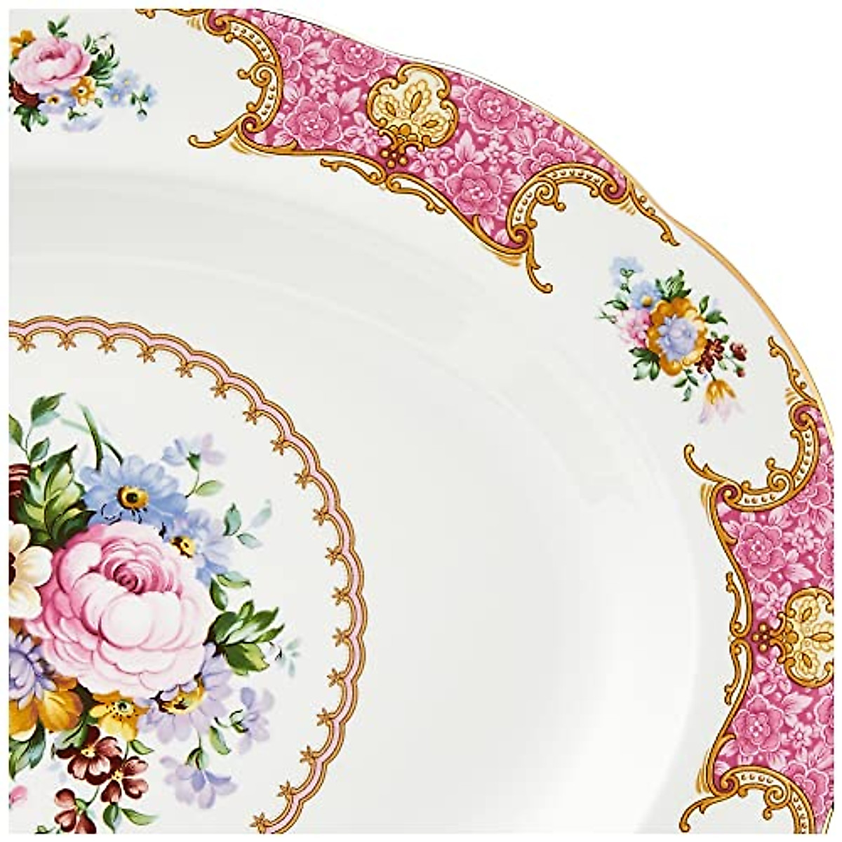 Royal Albert Lady Carlyle 13" Oval Platter, Mostly White with Multicolored Floral Print
