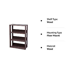 IRIS USA Rack 3-Shelf Open Wood Shelving Unit, WIDE, Brown