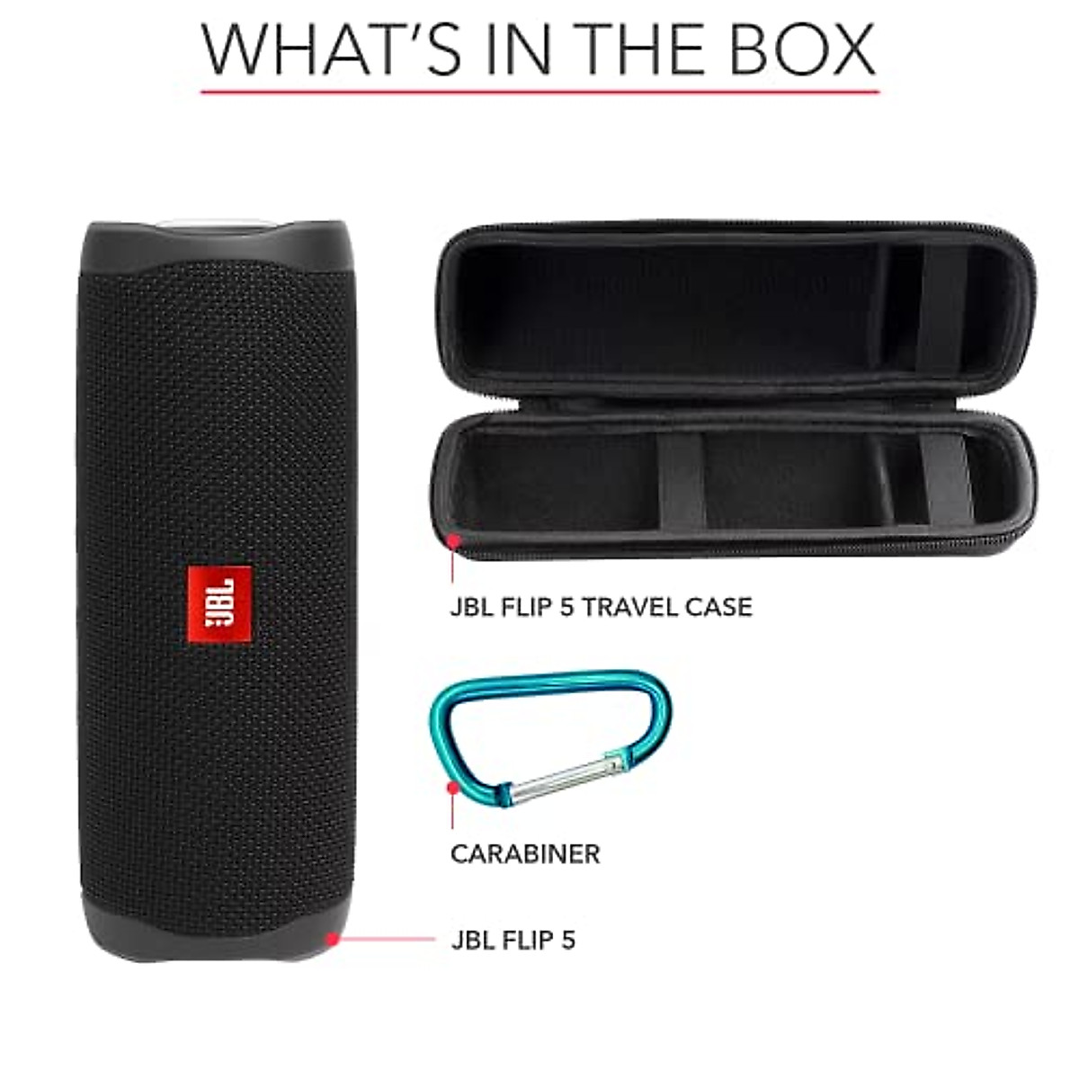 HOMEQUIP case for JBL Flip 5 with Speaker Flip 5 | Waterproof Portable Wireless Bluetooth Speaker Bundle Hard Shell Case - Rechargeable Battery, 2.5 Hours Charging, 12 Hours Playtime.