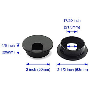 HJ Garden 5pcs 2 inch Desk Wire Cord Cable Grommets Hole Cover with Hole Saw Kit High Speed Bi-Metal Holesaw Drill Bits for Office PC Desk Cable Cord Organizer