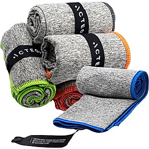 Acteon Microfiber Quick Dry Gym Towel, Silver ION Odor-Free Absorbent Fiber, Fast Drying, Men & Women Workout Gear for Body Sweat, Working Out, Towels