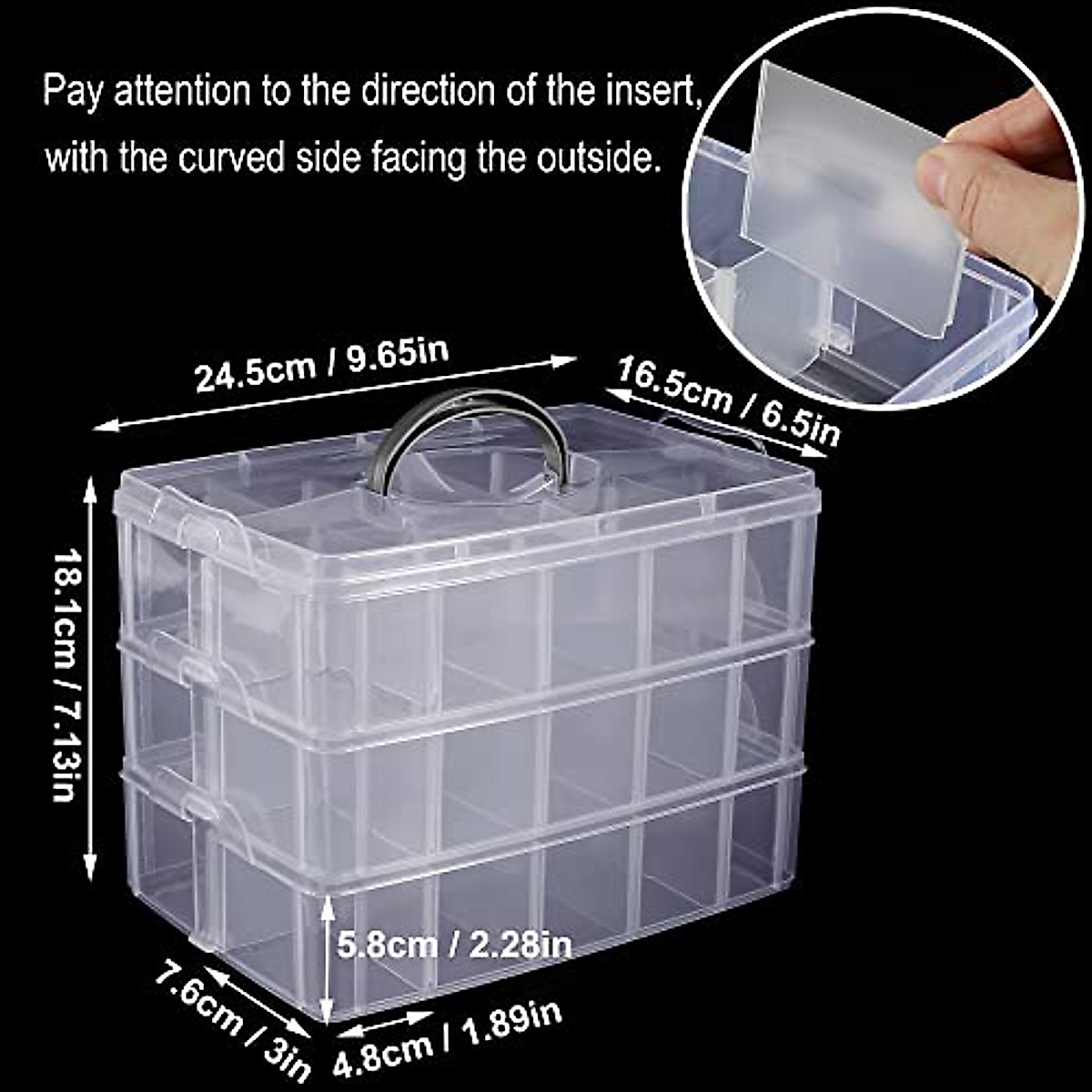 Notgia 3 Tier Stackable Storage Container Box with 30 Compartments Plastic Organizer Box Sewing Box with Dividers for Arts and Crafts Toy Fuse Beads Jewelry Washi Tapes Supplies (9.65" x 6.5" x 7.13")