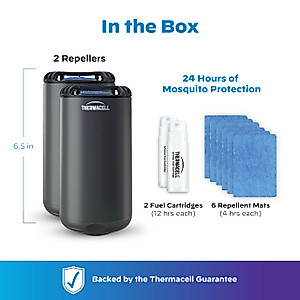 Thermacell Patio Shield Mosquito Repeller (2-Pack Bundle); Includes 24-Hour Refill & 6 Repellent Mats; Highly Effective Mosquito Repellent for Patio; Bug Spray Alternative