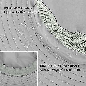 Jane Shine Outdoor Sun Hat Bucket Hats for Women Sun Protection Mesh Cap Quick-Dry UPF 50+ Light Gray