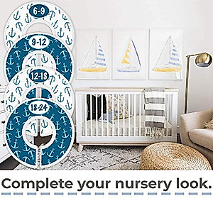 Baby Closet Size Dividers - Nautical Nursery Closet Dividers for Baby Clothes - Dividers by Month for Baby Boy Nursery Decor - Baby Closet Dividers for Clothing Racks - [Nautical]