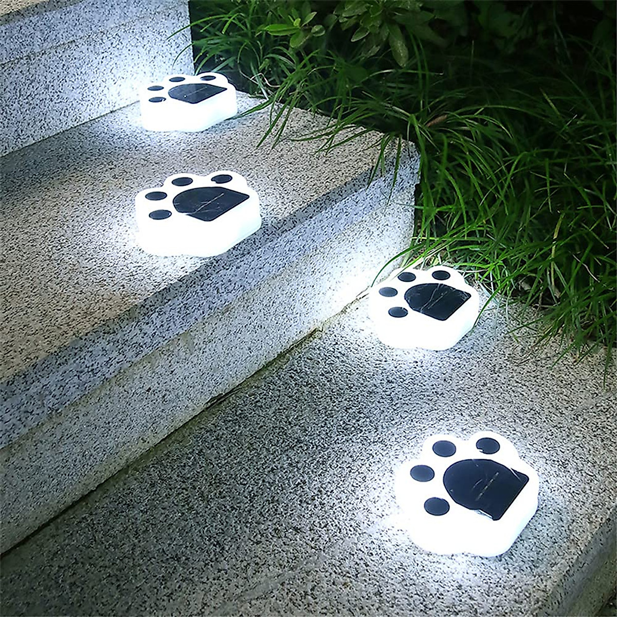 ZHUANYIYI 4 Pieces, Outdoor Solar Lights, Creative Bear Paws Inserted Lawn Landscape Lights, Home Garden Pavement Decorative Street Lights, Courtyard Waterproof Wall Lights