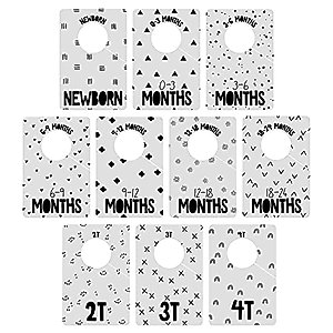 Canopy Street Gender Neutral Closet Baby Clothing Dividers/Modern Pattern Closet Organizers for Newborn to 4T Clothes / 4" x 6" Gray Nursery Wardrobe Dividers