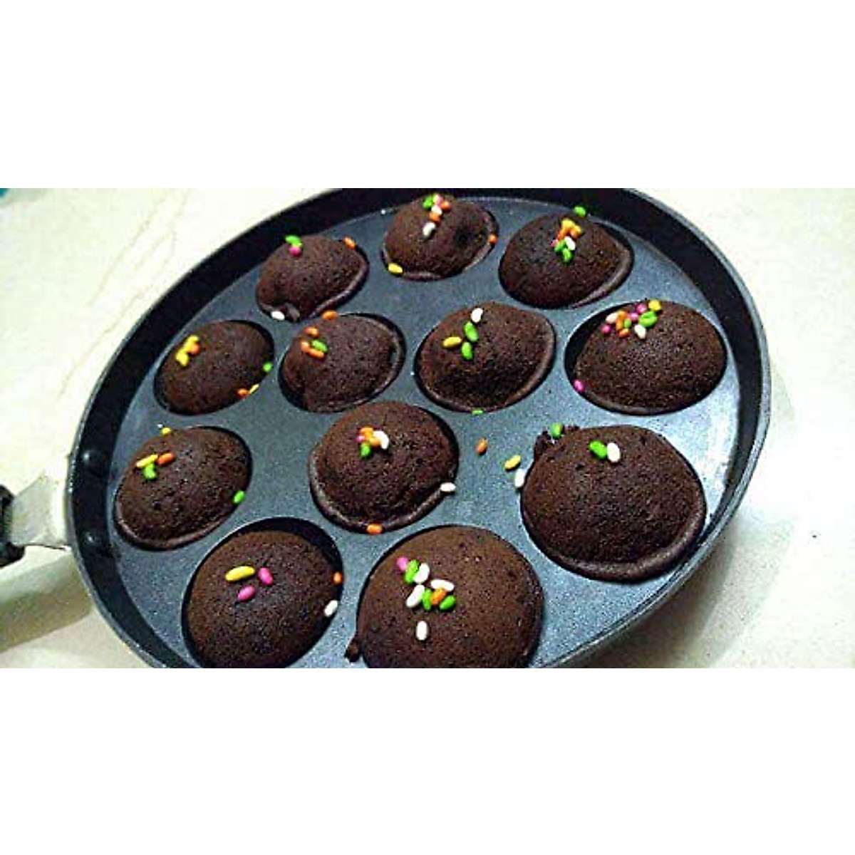 SRIYUG Non Stick Appam Maker 12 Cavity Appam Patra Pan with 2 Side Handle And Stainless Steel Lid