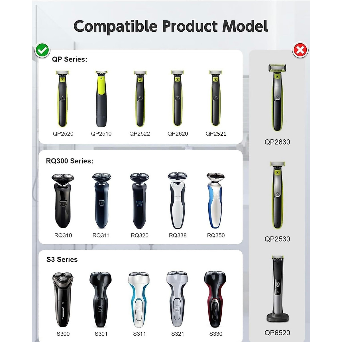 Replacement Power Cord Charger Adapter A00390 for Philips Norelco Mens Multigroom Trimmer MG5700 and OneBlade Shavers QP2510, QP2520, QP2620, QG3340