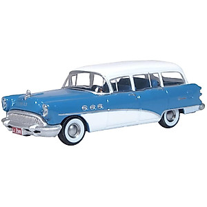 Century Estate Wagon Ranier Blue and Arctic White 1/87 (HO) Scale Diecast Model Car by Oxford Diecast 87BCE54001
