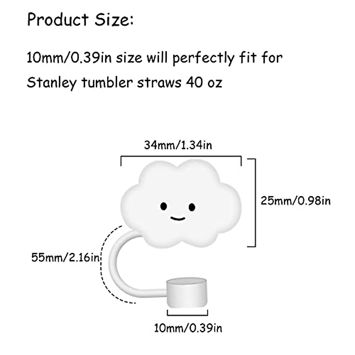 10mm Straw Cover, 3pcs Straw Covers Cap for Stanley Cup 40 oz 30 oz Food Grade Silicone Cute Large Cloud Straw Topper Straw Tips Cover Protector Plugs for Stanley Tumblers for Stanley Cup Accessories