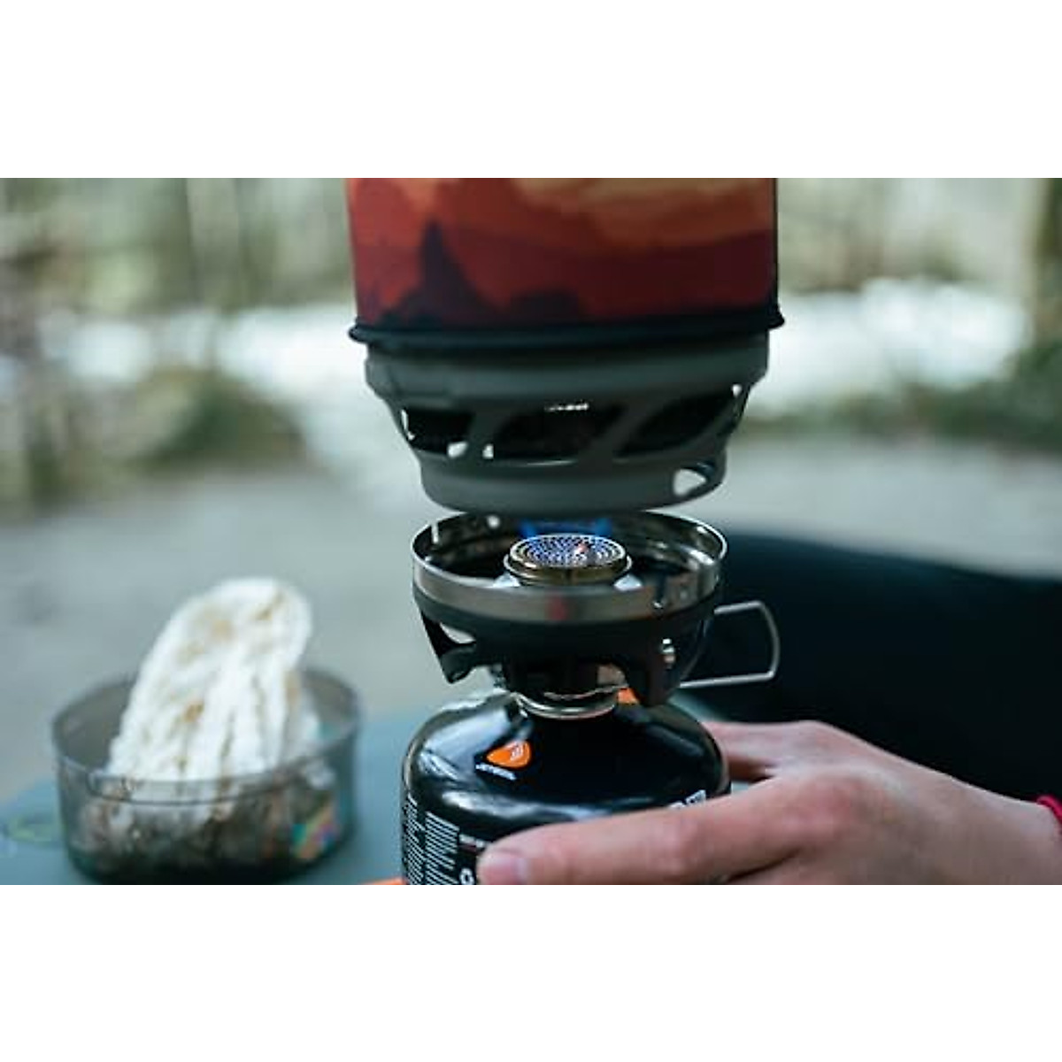 Jetboil MiniMo Camping and Backpacking Stove Cooking System with Adjustable Heat Control (Sunset)