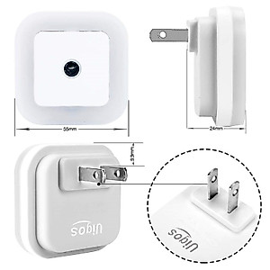 Uigos LED Night Light Lamp with Smart Sensor Dusk to Dawn Sensor, Daylight White, 0.5W Plug-in, 6-Pack