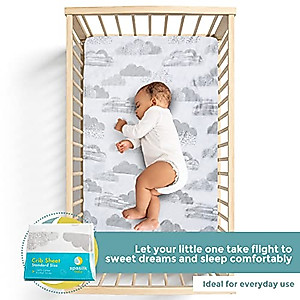 100% Cotton Jersey Cribsheet Standard Size, Grey Clouds