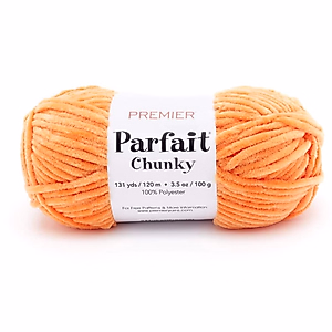 Premier Parfait Chunky Yarn, Super Bulky Yarn, Ideal Yarn for Knitting and Crocheting, Chenille Yarn, Tangerine, 3.5 oz, 131 Yards