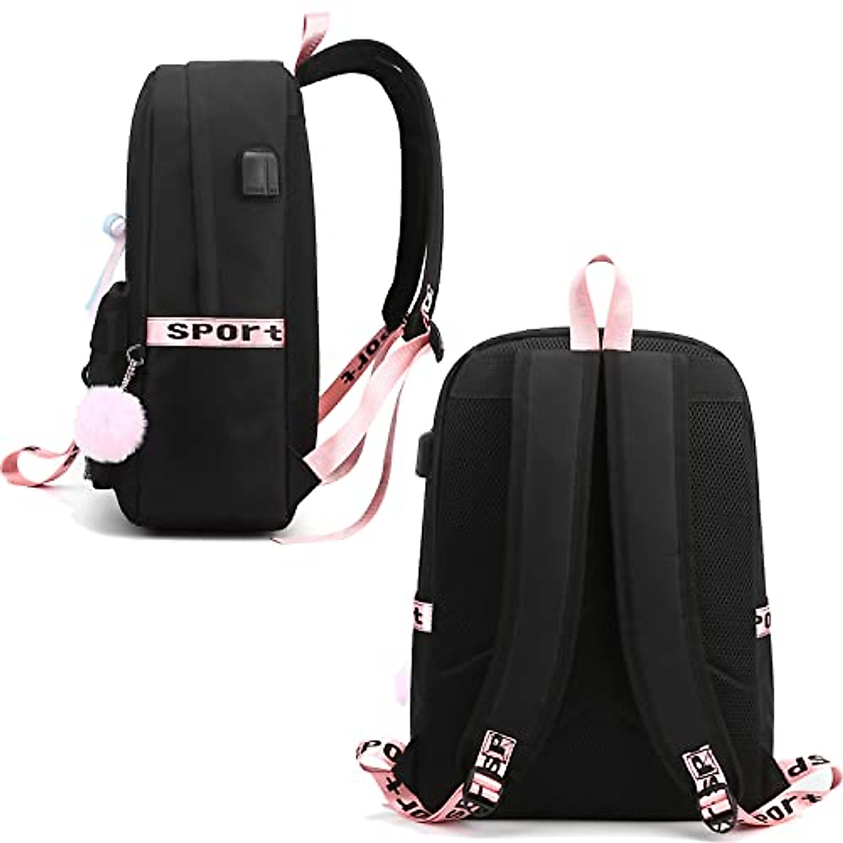 Mensdoor USB Backpack Anime Backpack Casual Backpack Daypack Laptop Bag College Bag Book Bag School Bag With Pencil Bag