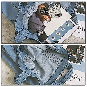 Queen Crystal Women's Elegant Denim Satchel Single Shoulder Crossbody Bag Large Creative Tote Beach Bag, Sky Blue, One_Size