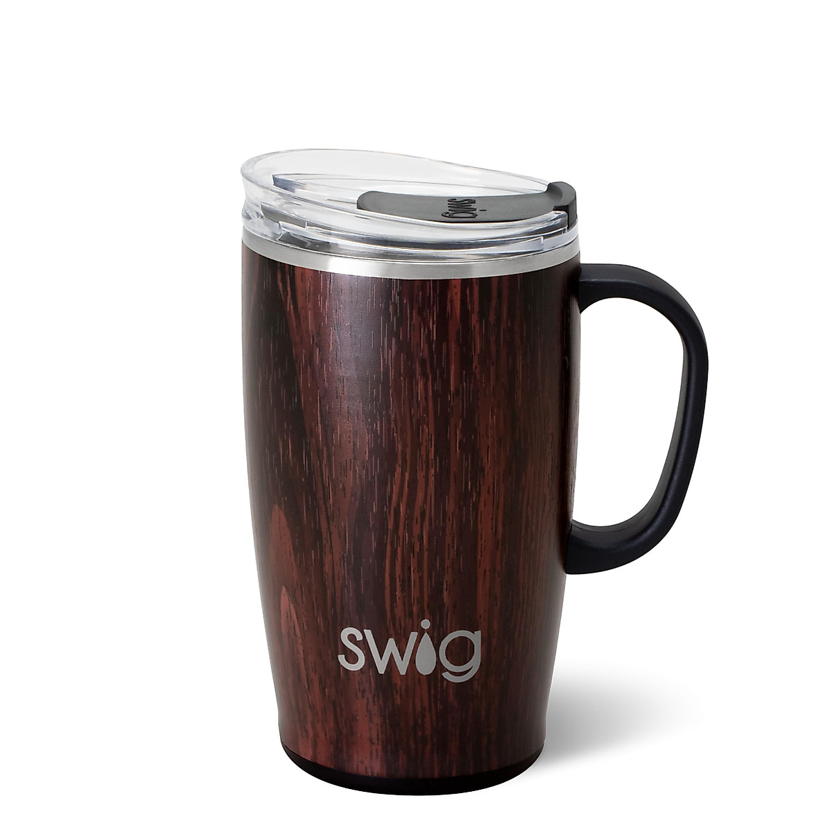 Swig Life 18oz Travel Mug, Insulated Tumbler with Handle and Lid, Cup Holder Friendly, Dishwasher Safe, Stainless Steel, Travel Coffee Cup (Bourbon Barrel)