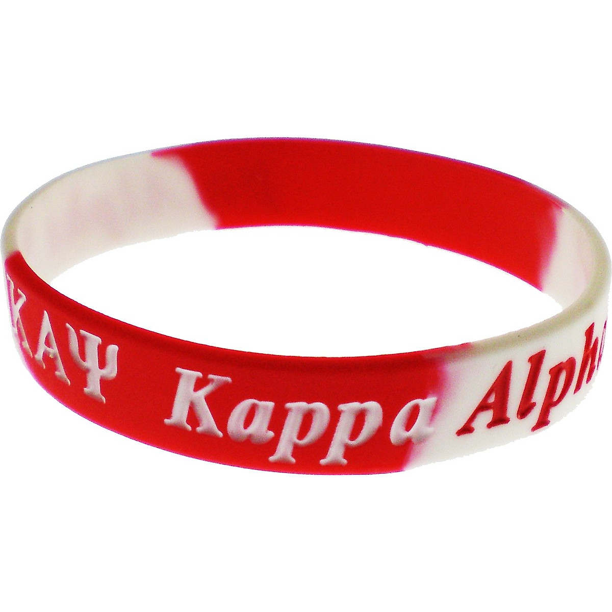 Kappa Alpha Psi Color Swirl Silicone Bracelet [Pack of 2 - Red/White - 8inch] 93911