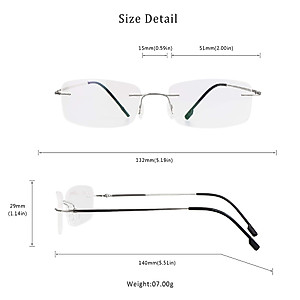 LifeArt Blue Light Blocking Computer Reading Glasses, Men’s and Women’s Rimless Frame, Anti Eyestrain, +0.00 Magnification