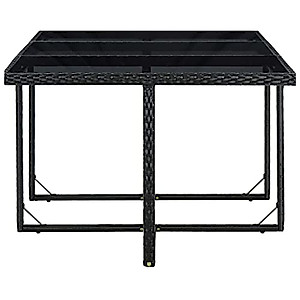 QZZCED 11 Piece Patio Dining Set with Cushions,Outdoor Bar Table,Patio Bar Set,Modern Outdoor Furniture,Dining Bench with Back,Bistro Set,for Patio Deck Garden,Backyard & Lawn, Poly Rattan Black