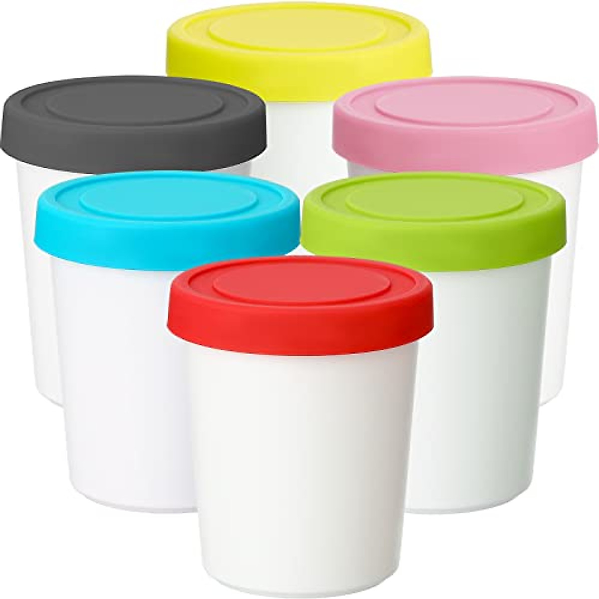 6 Pieces Ice Cream Containers for Homemade Ice Cream 1 Quart Reusable Ice Cream Storage Containers for Freezer with Silicone Lids Easy Stacking Large Ice Cream Tubs Storage for Frozen Yogurt Gelato