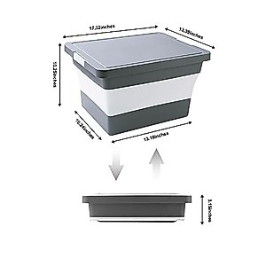Beinilai Collapsible Storage Bins with lids,26 Qt Plastic Storage Bin Containers Tote Organizing with Secure Buckles，Suitable for Family Outdoor Multi-scene,Grey