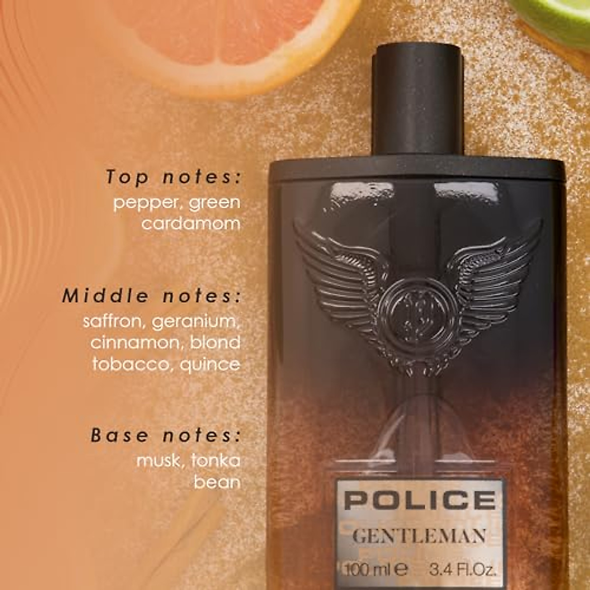 POLICE Gentleman - Fragrance For Men - Refined And Charismatic - Top Notes Of Bergamot, Lemon, Grapefruit - Heart Notes Of Cinnamon, Saffron - Base Notes Of Patchouli, Vetiver - 3.4 Oz EDT Spray