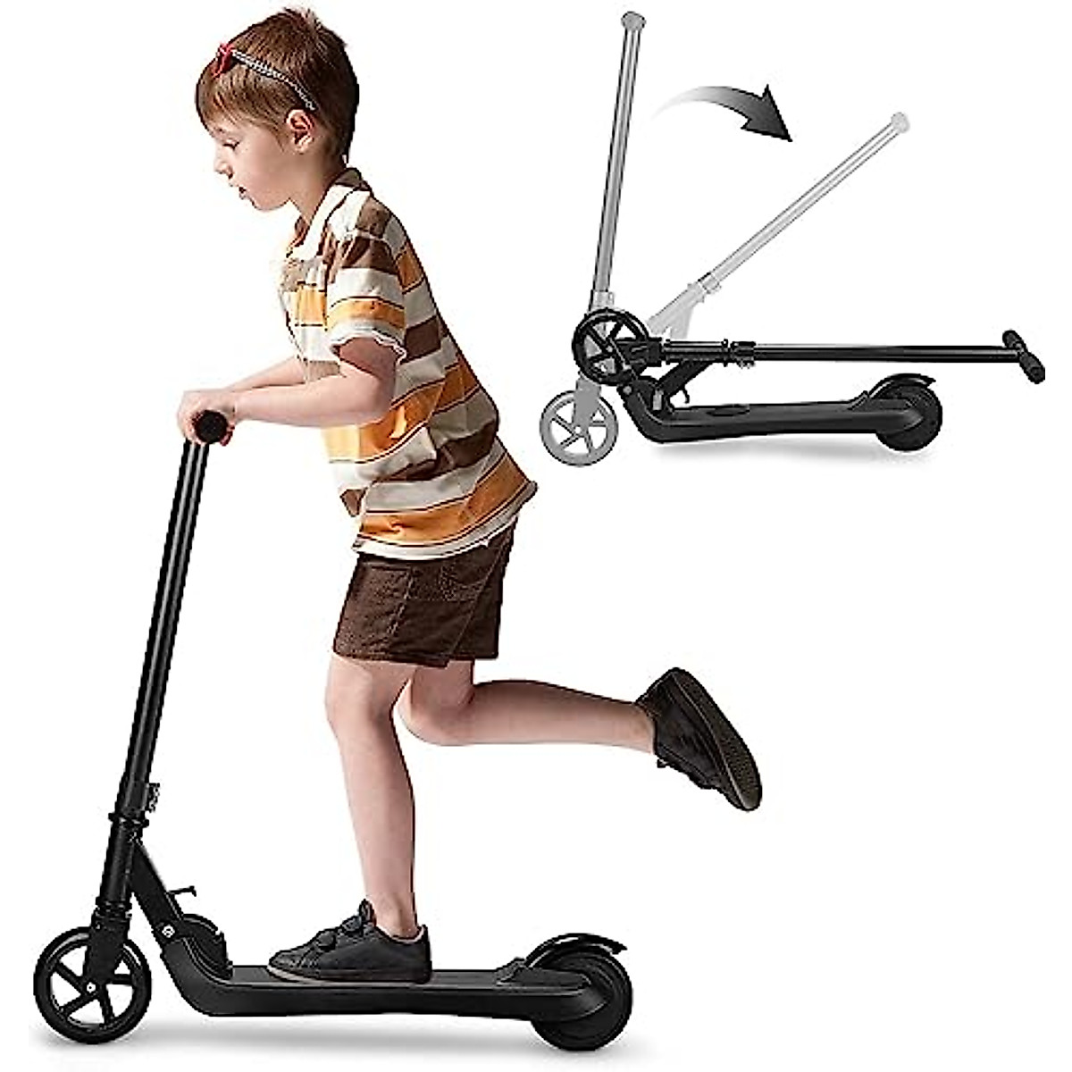 Riding'times Electric Scooter for Kids Ages 4-10, Up to 6.2Mph & 6.2 Miles Range, 5 Inch PU Tire, Ul2272 Certified Approved Kick E Scooter for Boys Girls