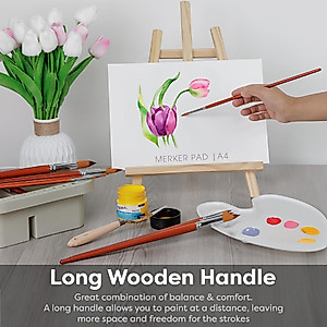 Artist Watercolor Paint Brushes Set 13pcs - Round Pointed Tip Soft Anti-Shedding Nylon Hair Wood Long Handle - Detail Paint Brush for Watercolor, Acrylics, Ink, Gouache, Oil, Tempera, Paint by Numbers