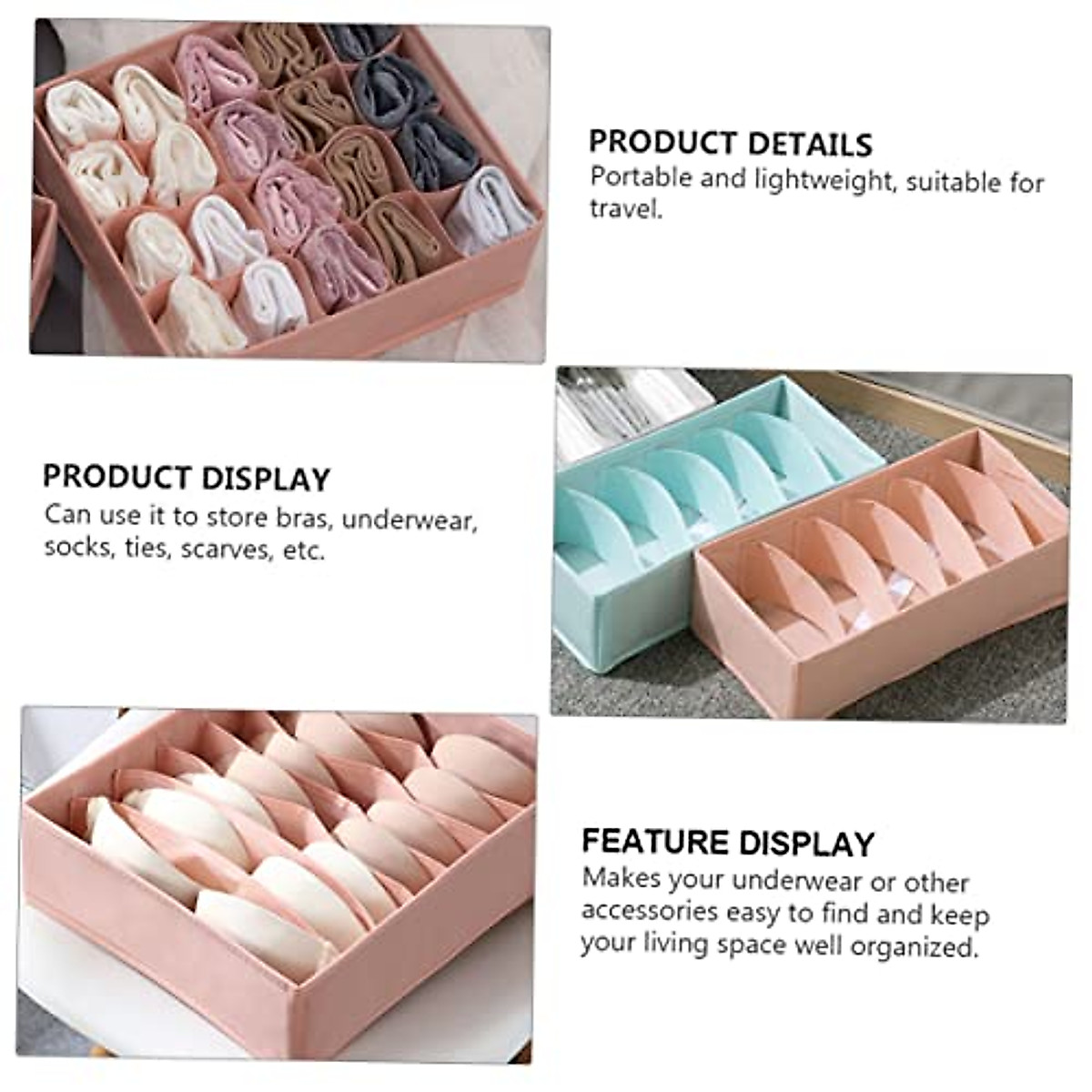 Alipis 1 Set/3pcs Underwear Storage Box Drawers for Clothes Dresser Drawer Hanging Drawers for Closet Storage Bags for Clothes Socks Organizer Drawer Divider Panties Organizer Box Grid