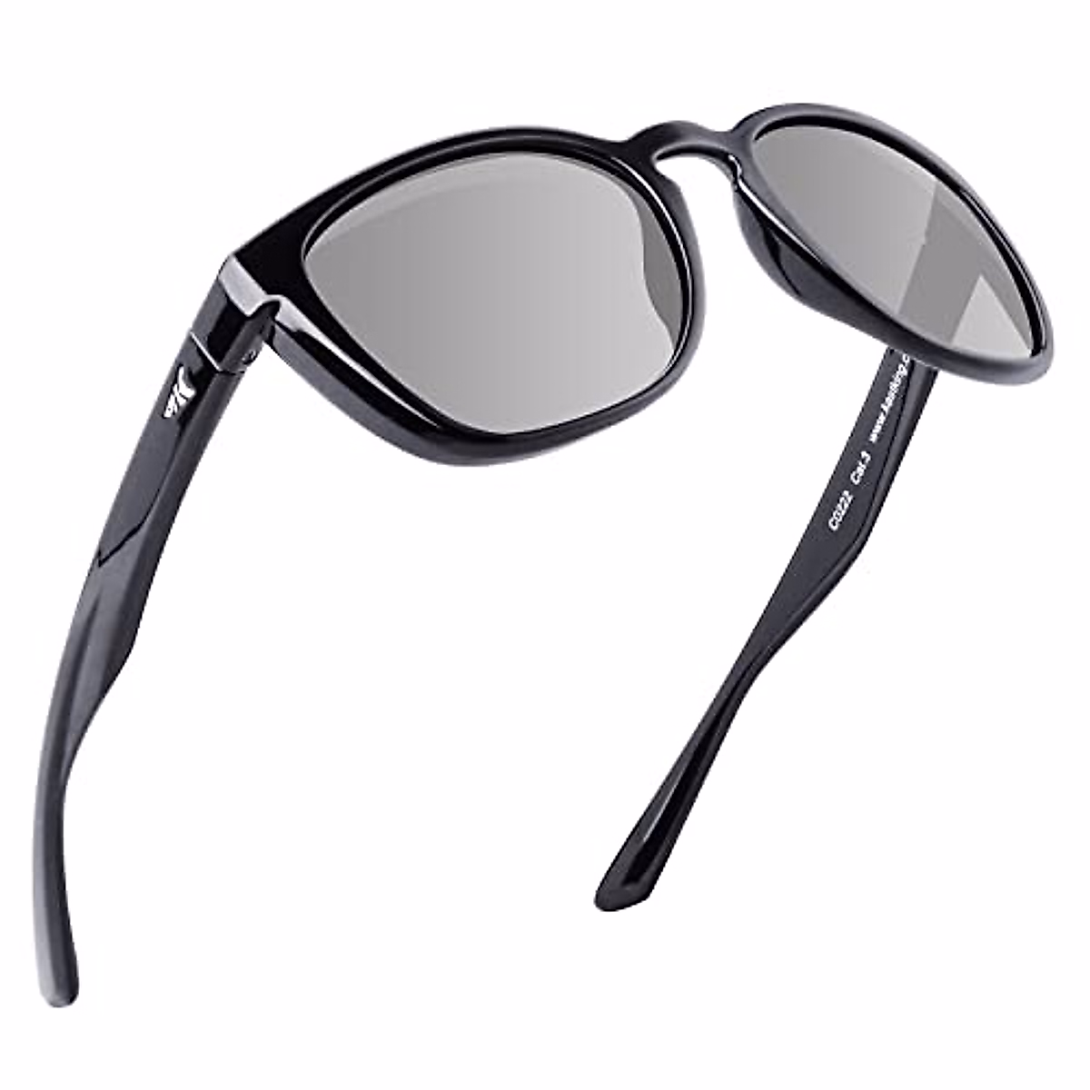 KastKing Tazlina Polarized Sport Sunglasses for Men and Women, Gloss Black Frame, Smoke Lens